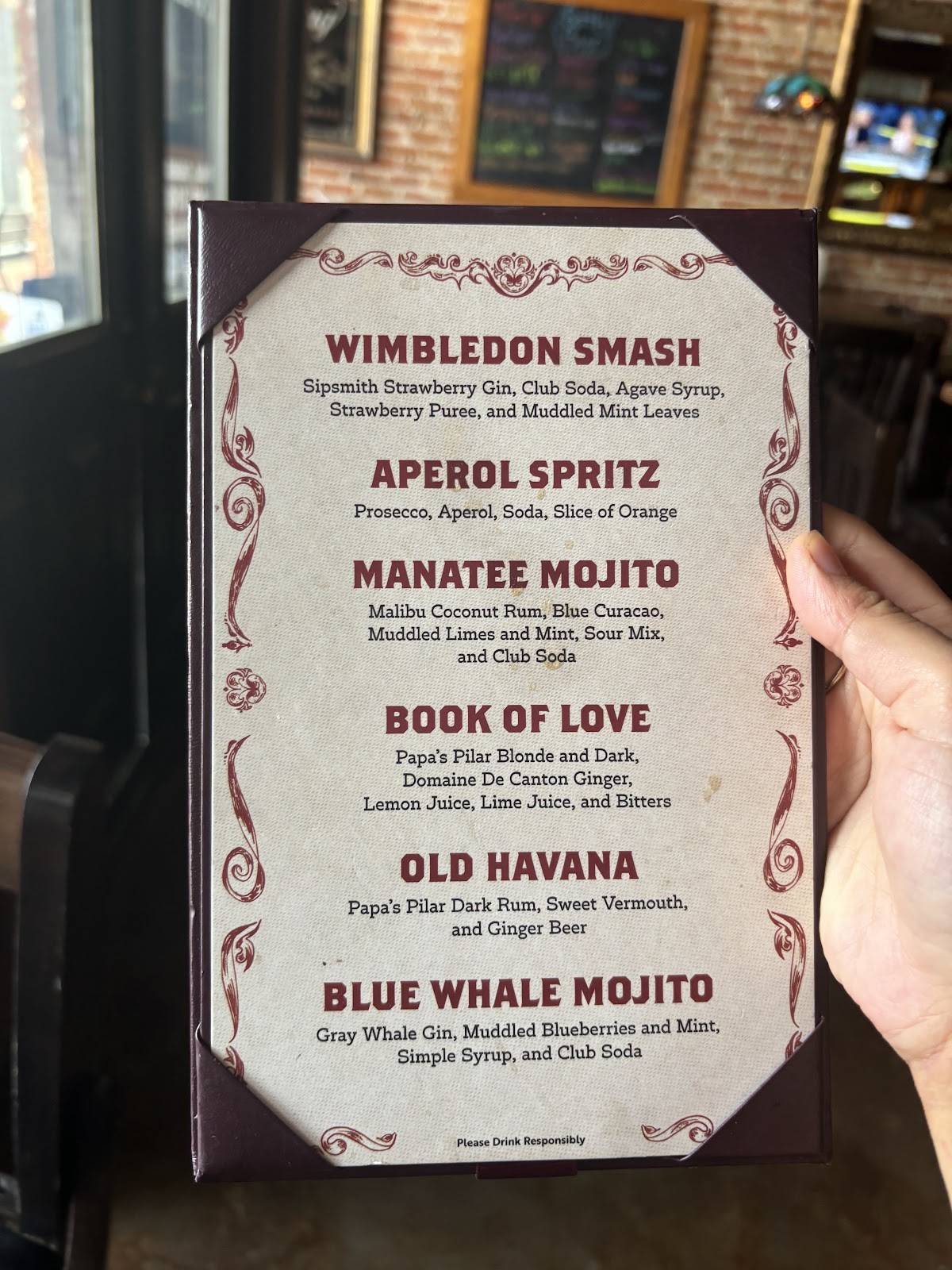 Menu at St. Johns Tavern restaurant, Crystal River