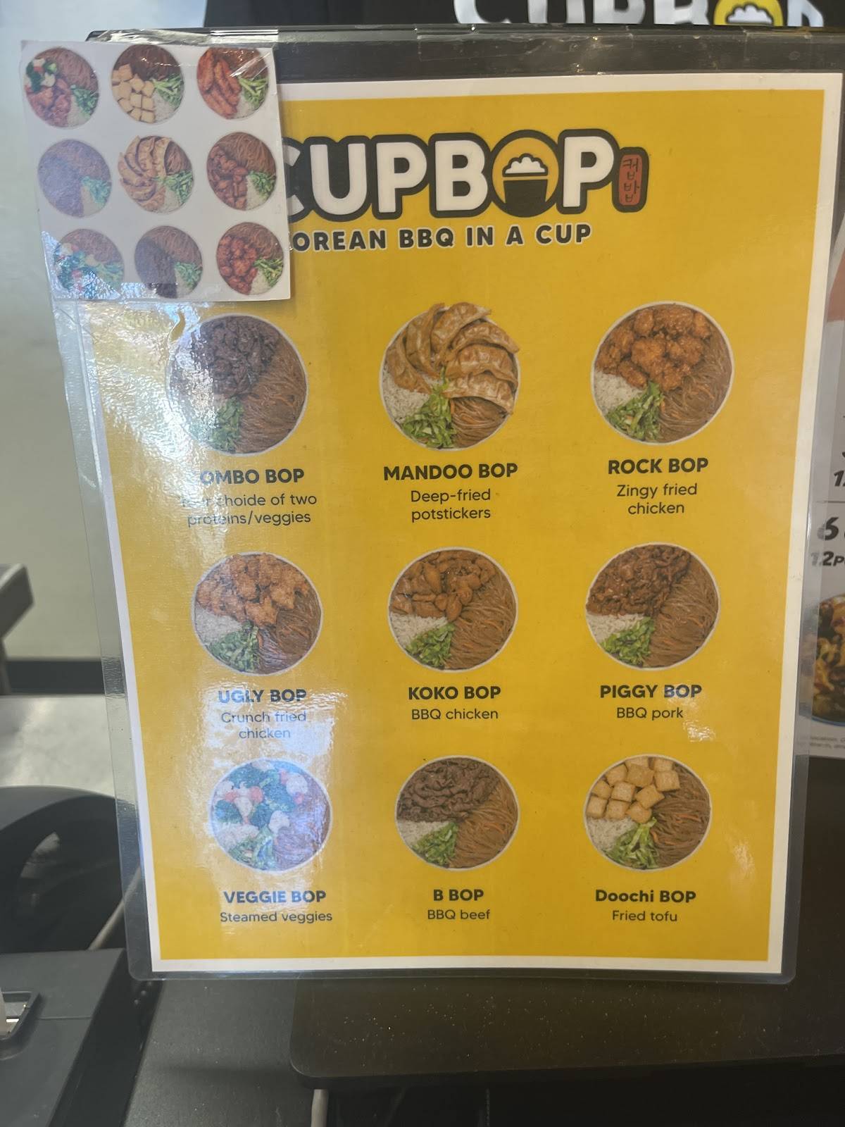Menu at Cupbop - Korean BBQ in a Cup, Washington
