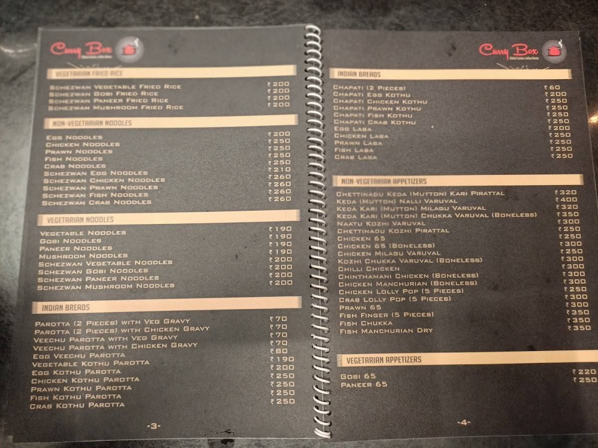 Menu at Curry Box, Chennai, 3rd Floor