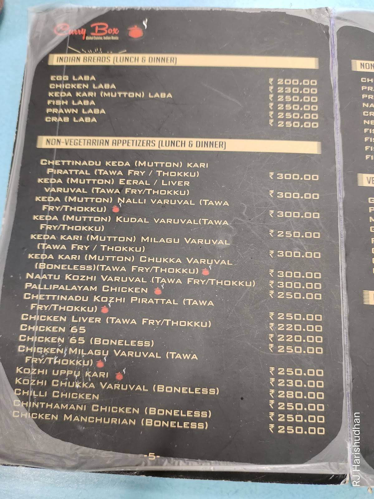 Menu at Curry Box, Chennai, G Block