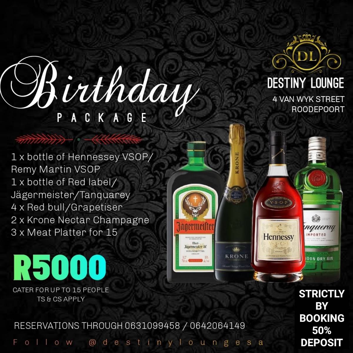 Menu at DESTINY LOUNGE pub & bar, Roodepoort