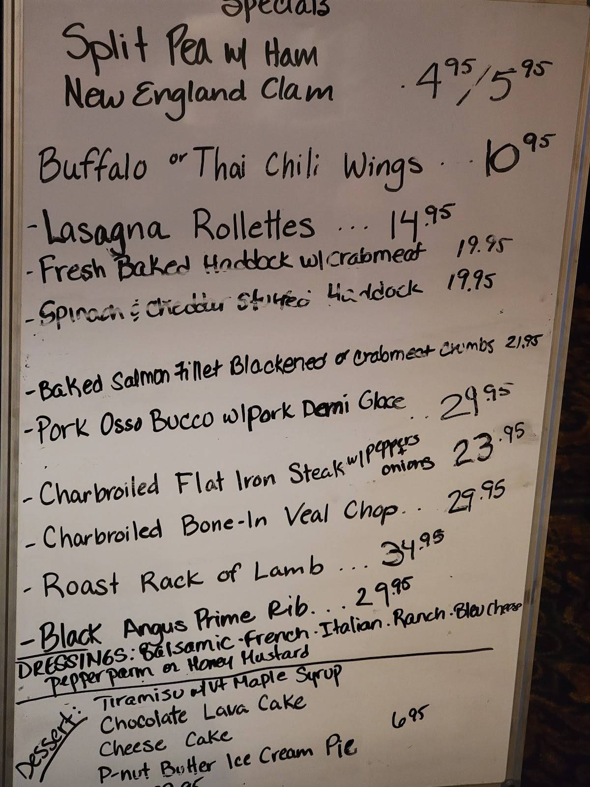 Menu at DJ's Restaurant, Ludlow