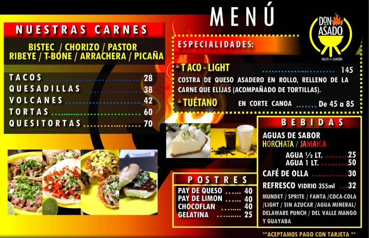 Carta del restaurante DON ASADO Tacos al Carbón, Leon