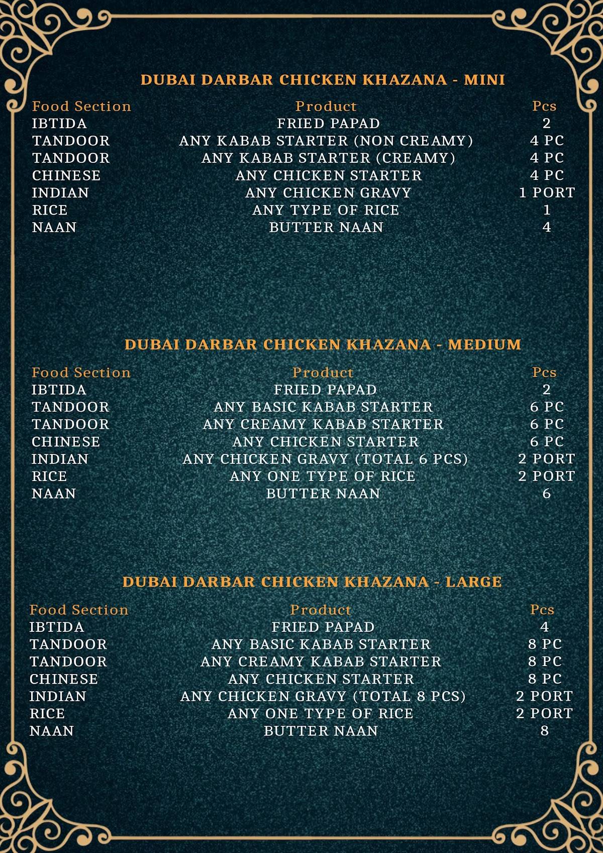 Menu at DUBAI DARBAR, Dombivli