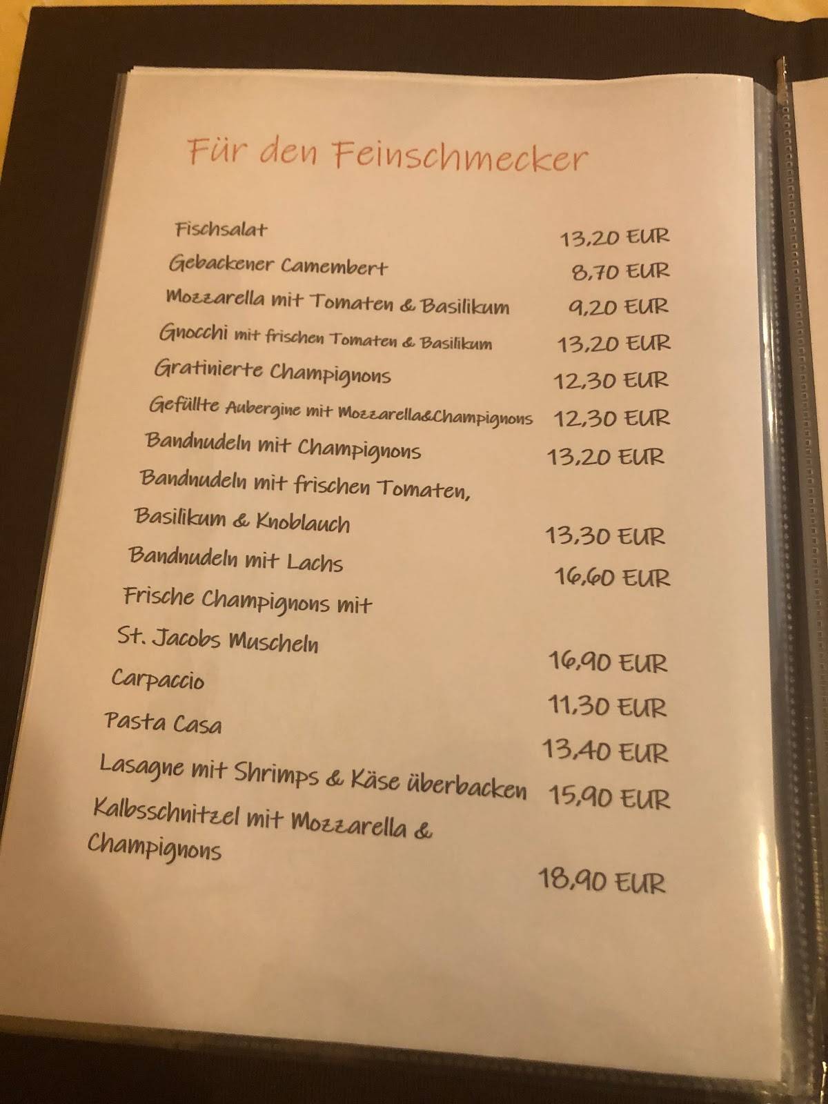 Speisekarte von Da Memo restaurant, Waldfischbach-Burgalben