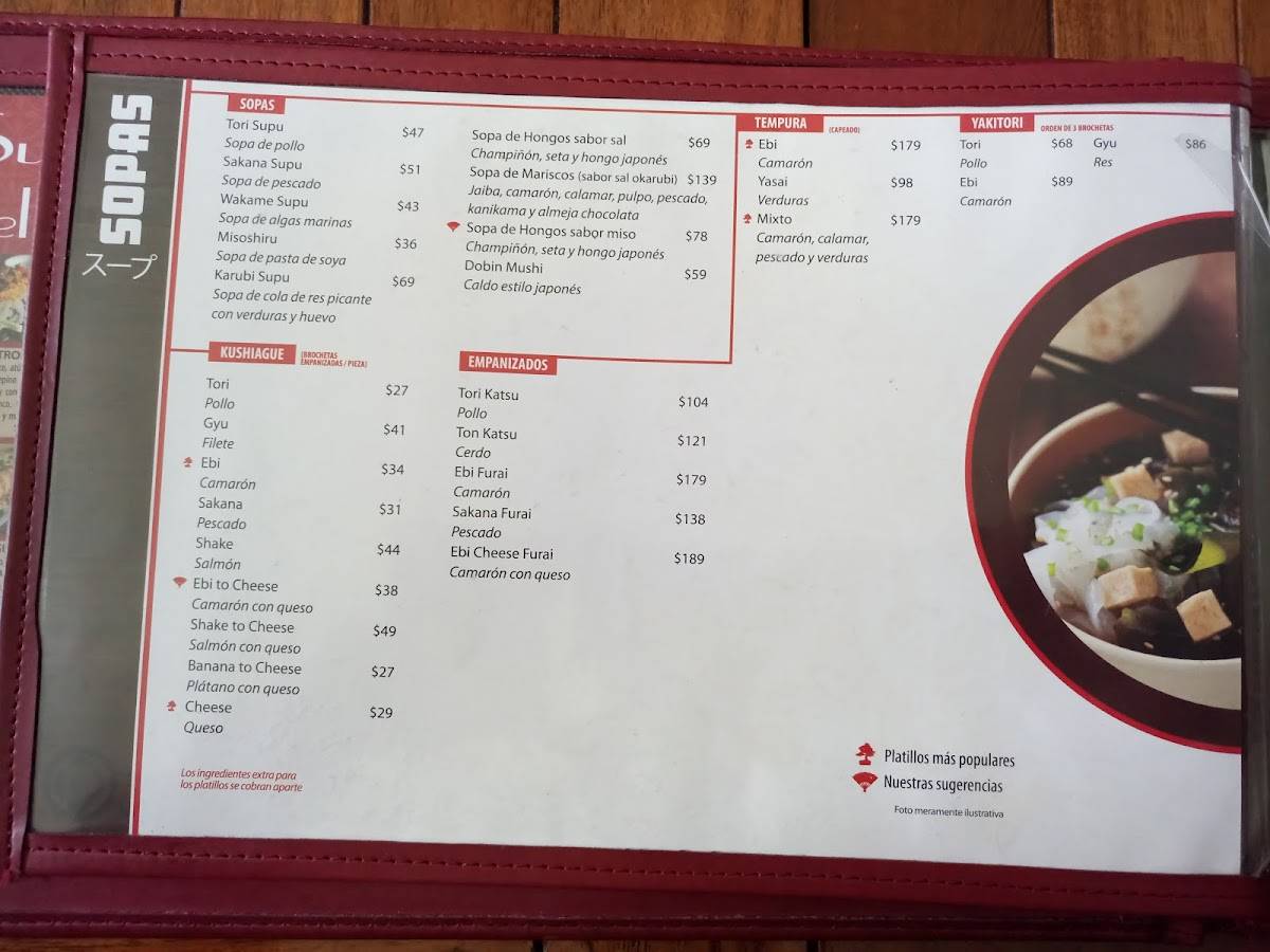 Carta del restaurante Daikoku, Ciudad del México, Londres 348