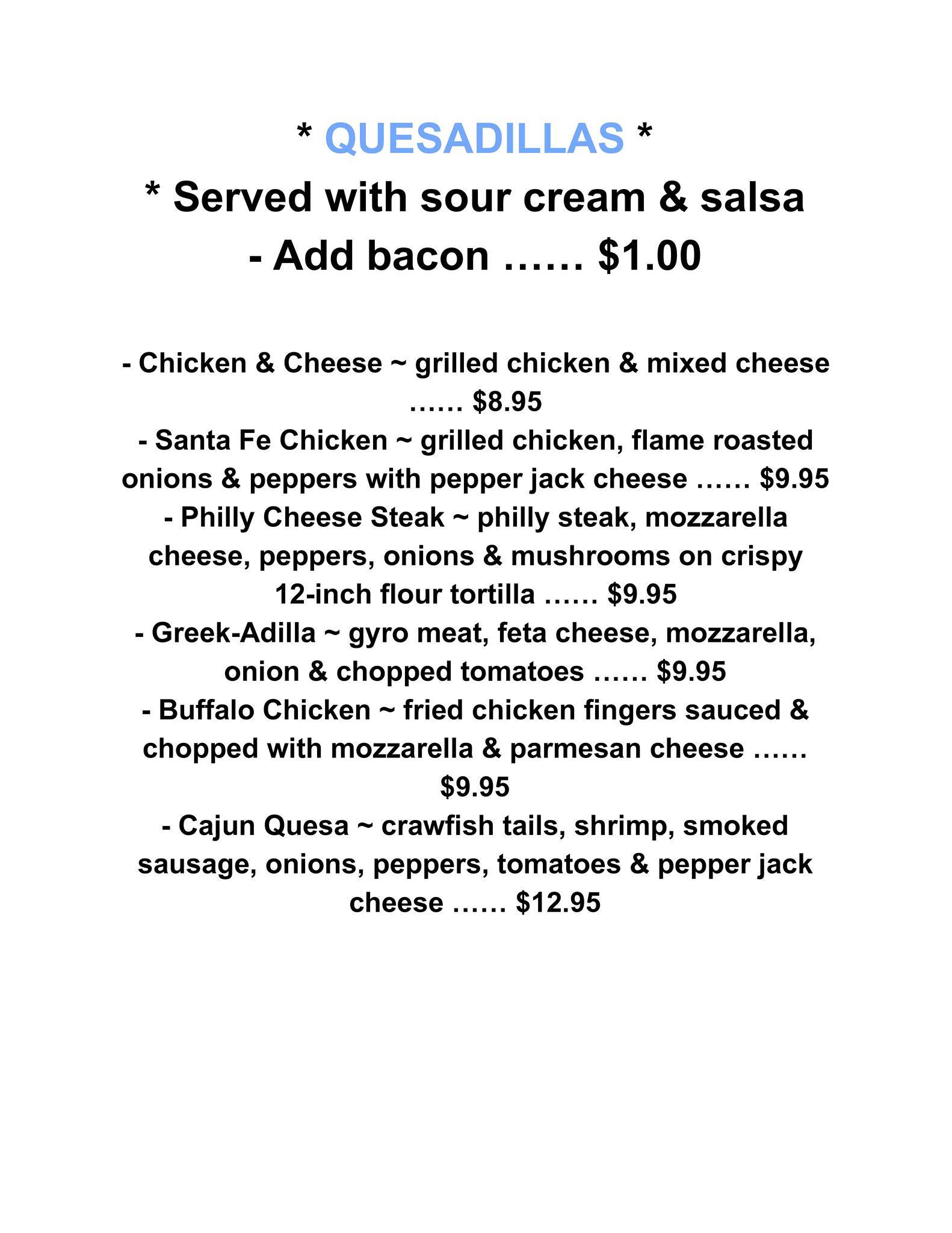 Menu at DamnYankees restaurant, Heflin