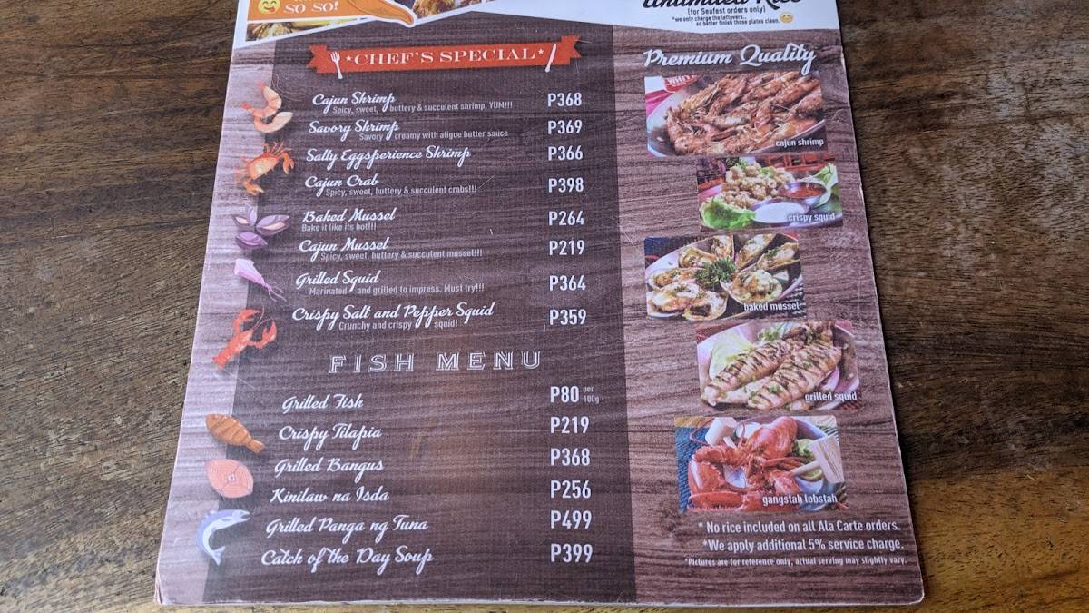 Menu at Dampa Seafood Grill - Tomas Morato restaurant, Quezon City