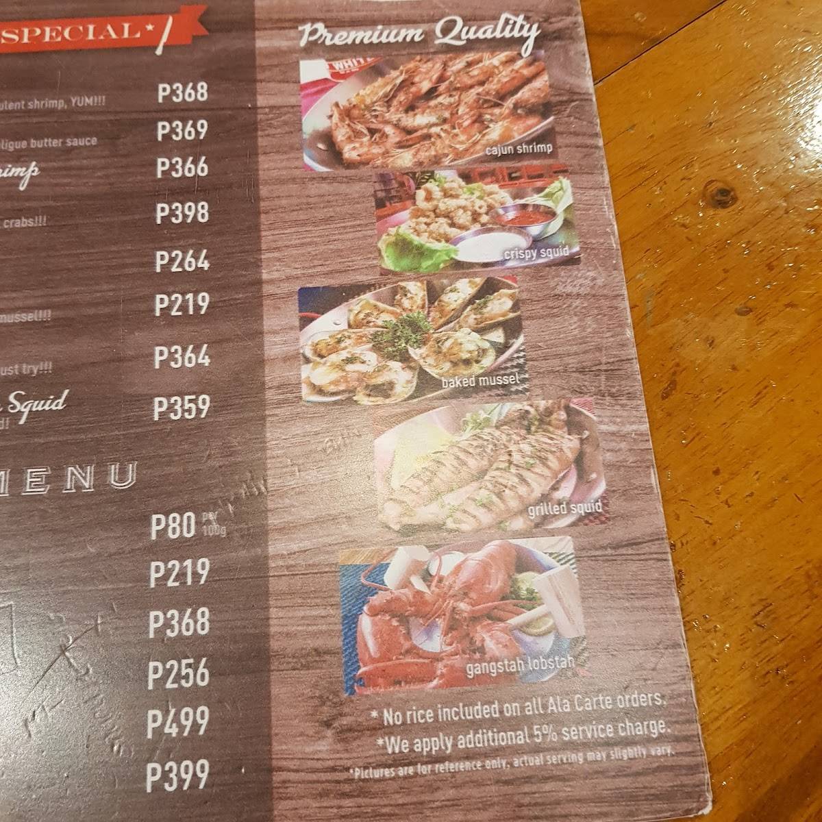 Menu at Dampa Seafood Grill - Tomas Morato restaurant, Quezon City