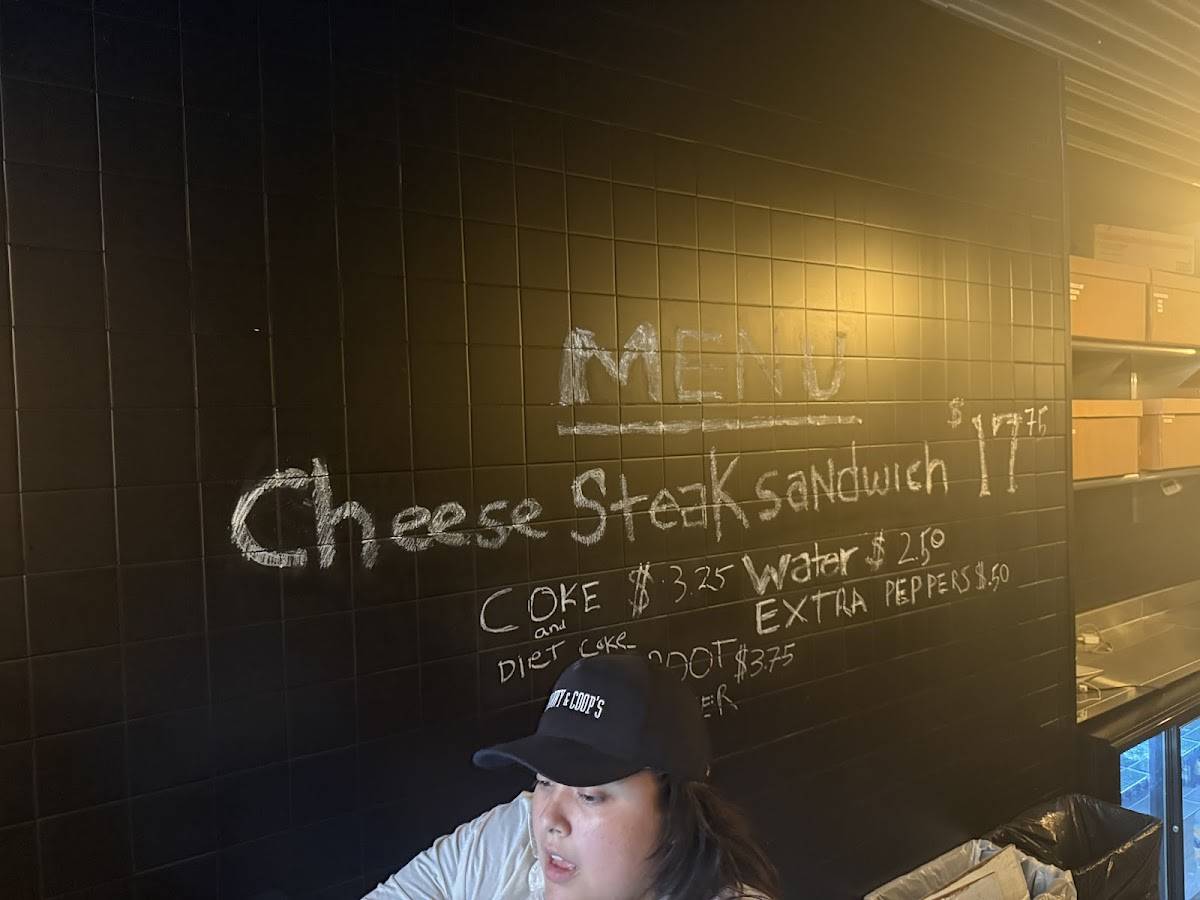 Menu at Danny & Coop’s Cheesesteaks restaurant, New York City