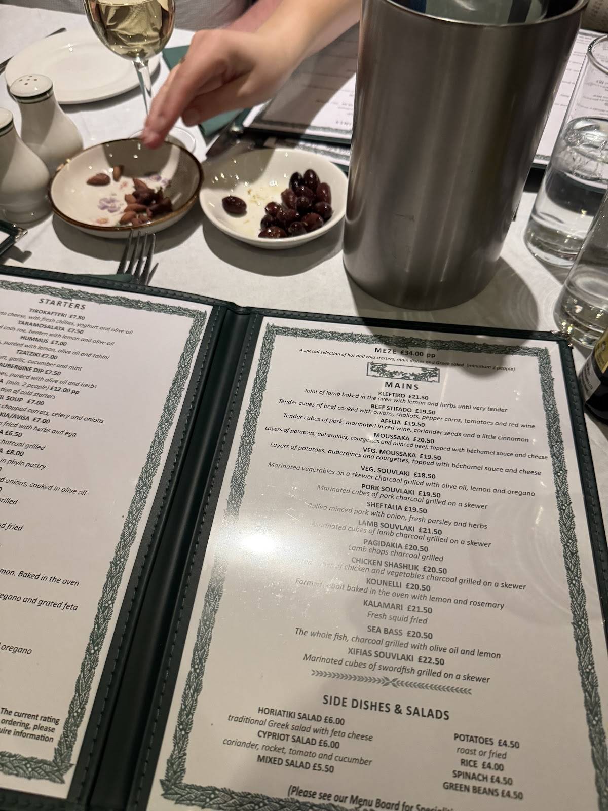 Menu at Daphne Restaurant, London, 83 Bayham St