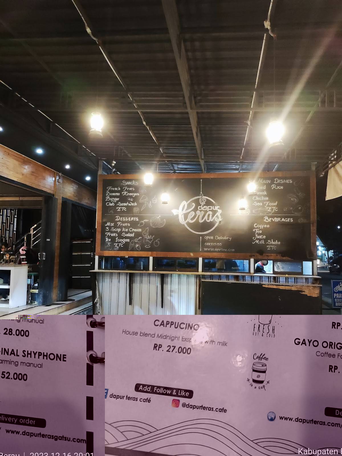 Menu at Dapur Teras GATSU restaurant, Indonesia
