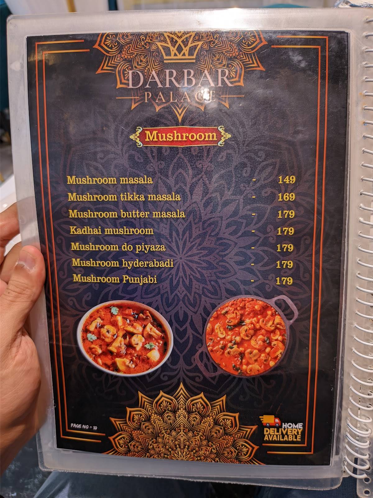 Menu at Darbar palace, Koraput