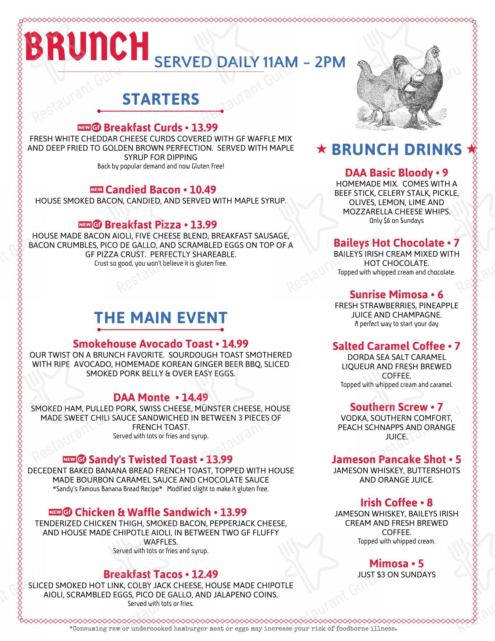 Menu at David Alan Alan's Smokehouse & Saloon restaurant, Mukwonago