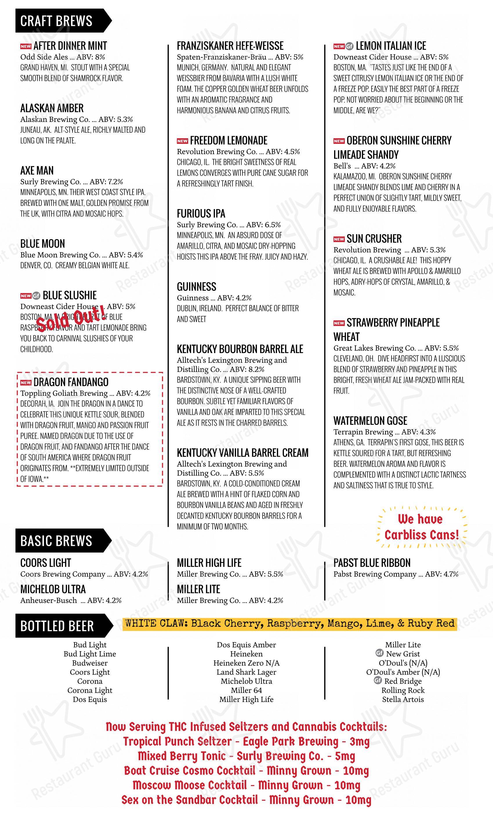 Menu at David Alan Alan's Smokehouse & Saloon restaurant, Mukwonago