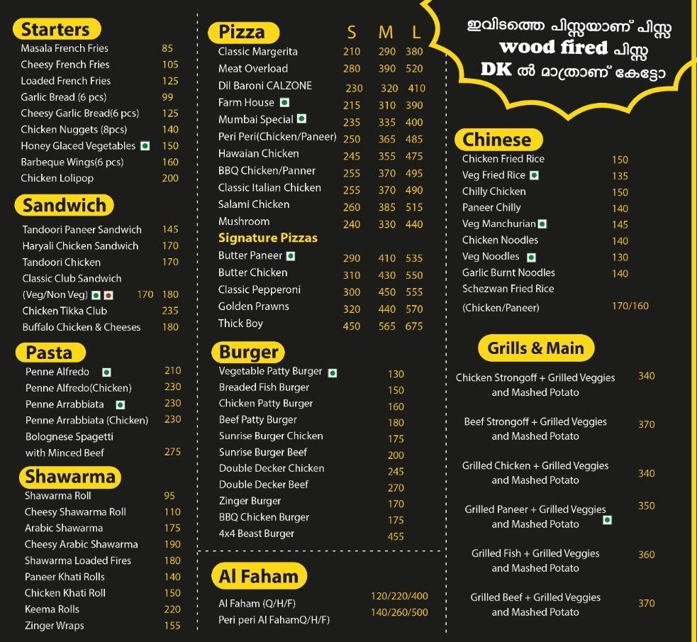 Menu at David's Kitchen, Kattanam