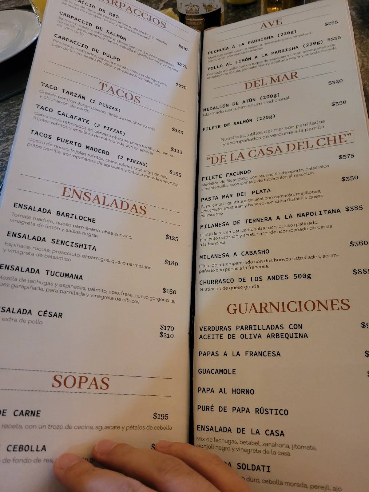 Menu at Davino Cortes Premium Querétaro restaurant, Santiago de Querétaro