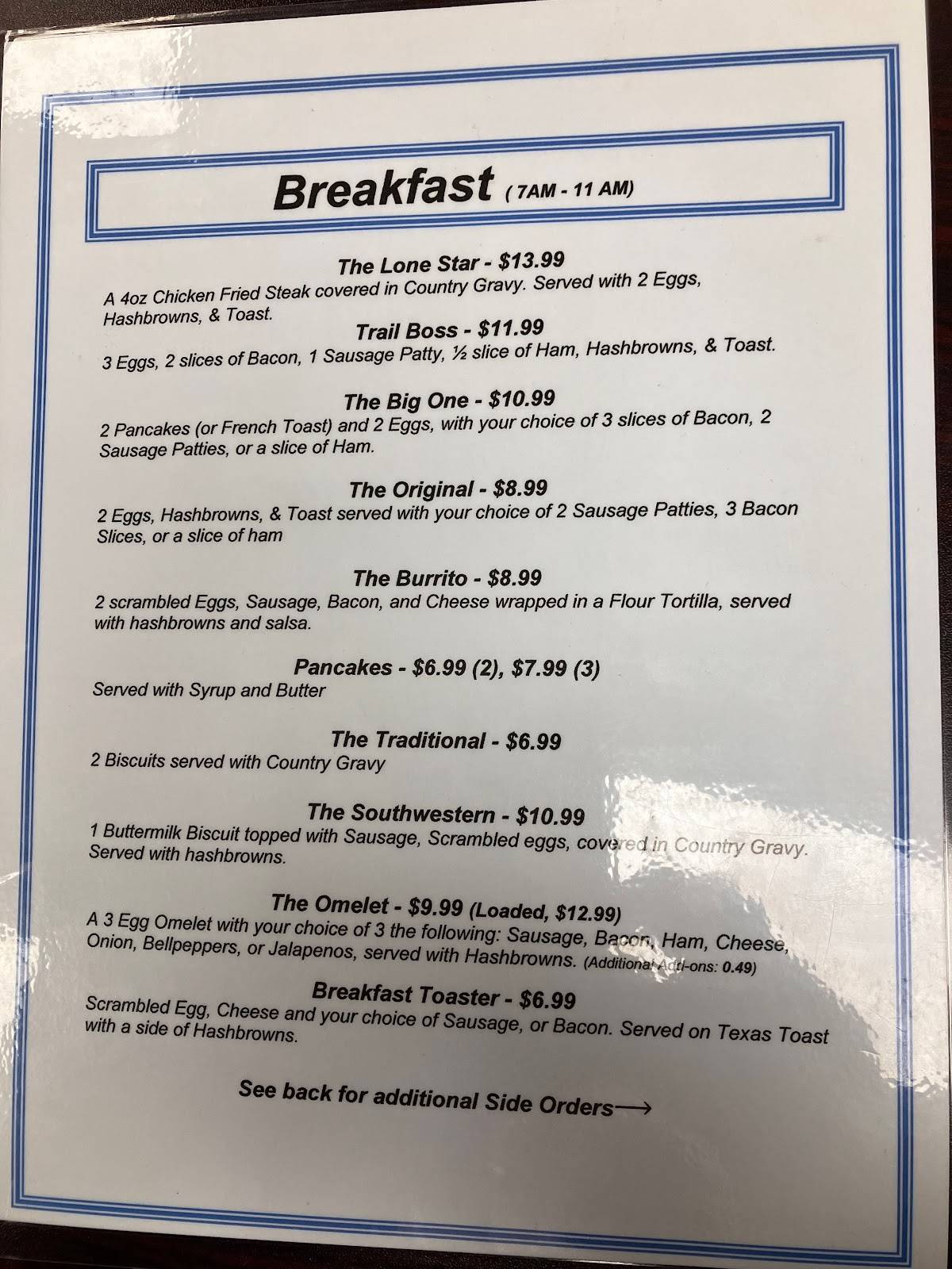 Menu at Dawson's Family Restaurant, Childress