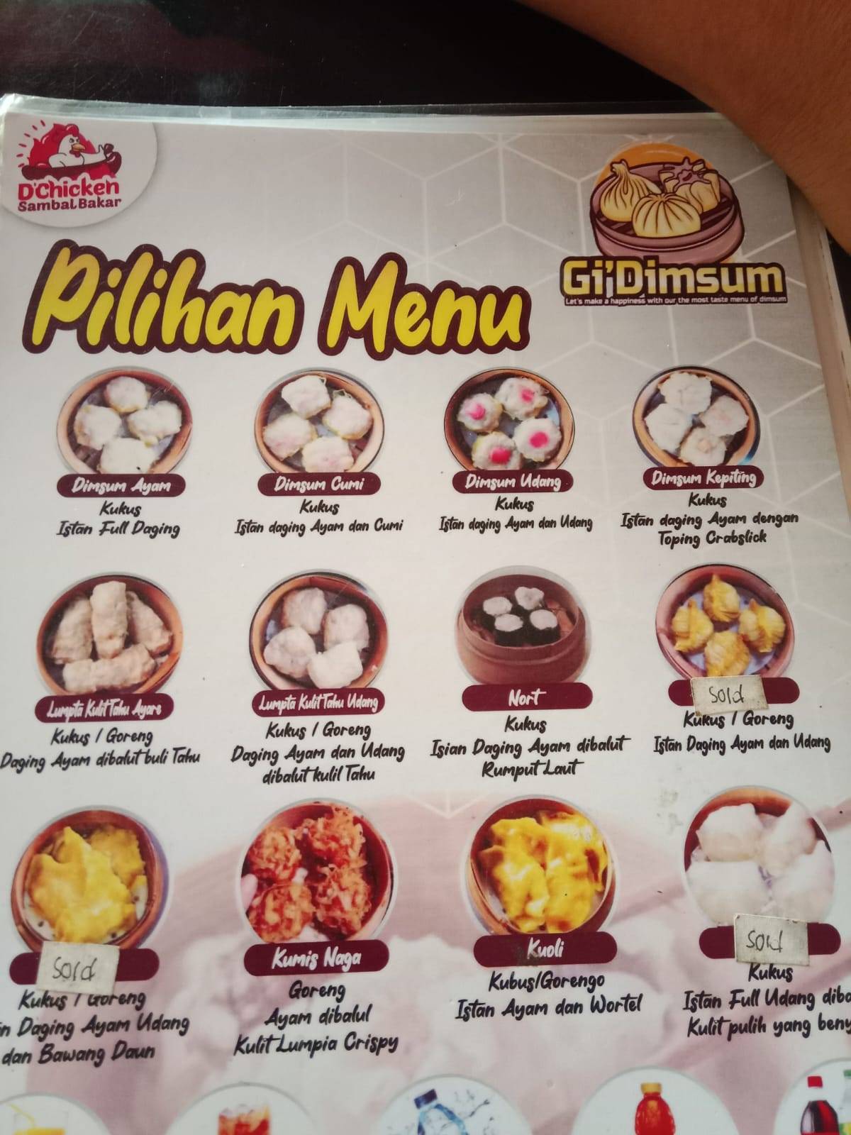 Menu at RUMAH MAKAN D'chiken sambal bakar restaurant, Cipancuh