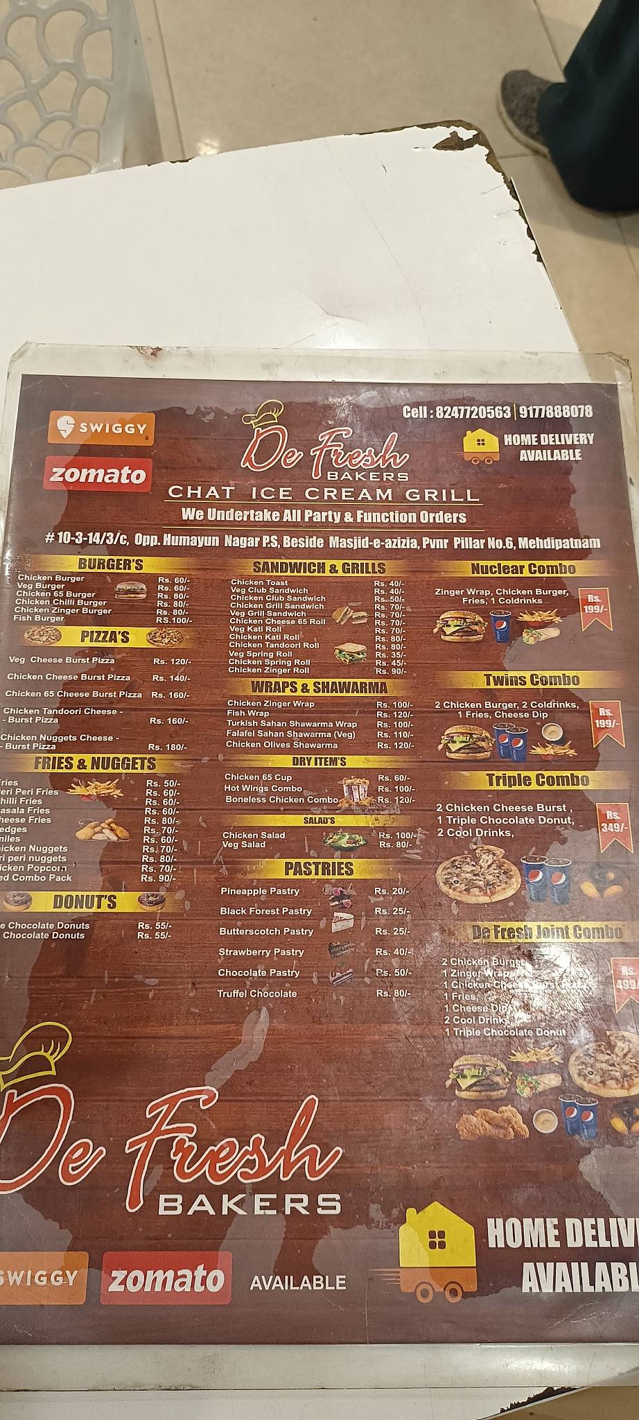 Menu at De Fresh Bakers, Hyderabad