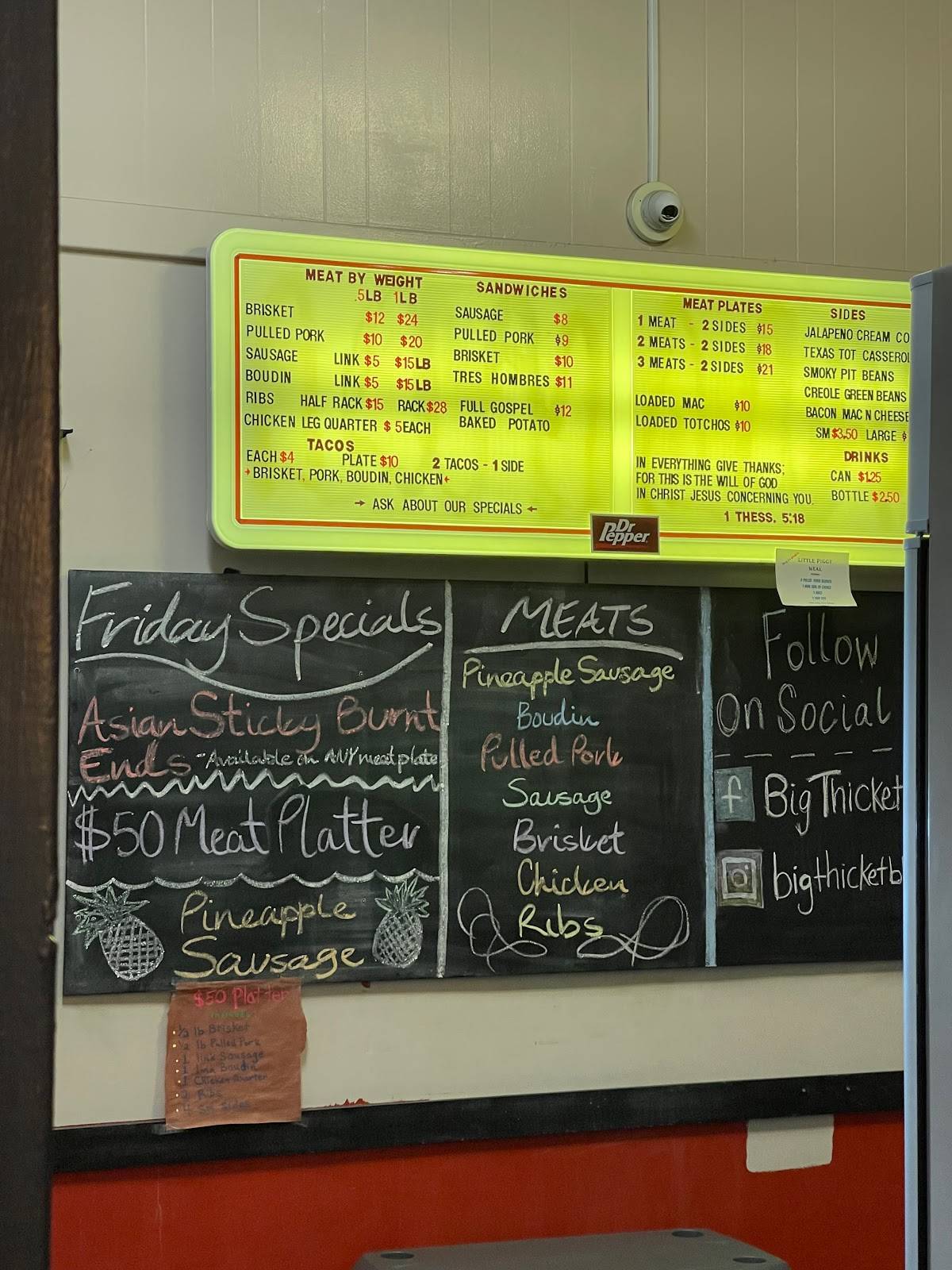 Menu at Big Thicket BBQ, DeRidder