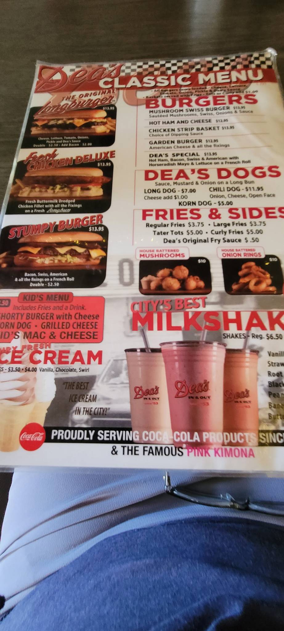 Menu at Dea's In & Out restaurant, Gresham