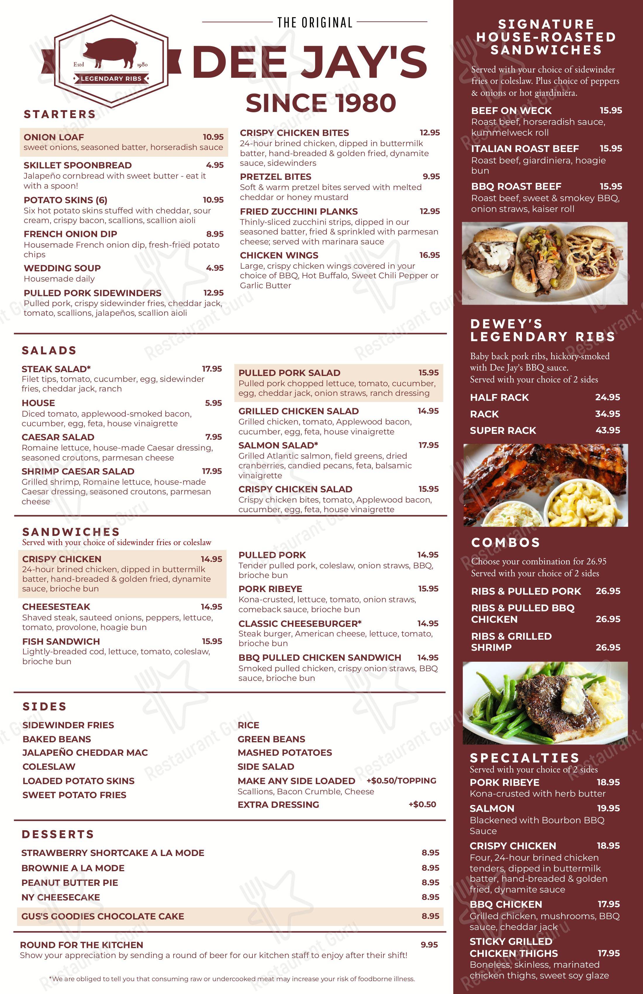 Menu at Dee Jay's Lounge pub & bar, Murrysville