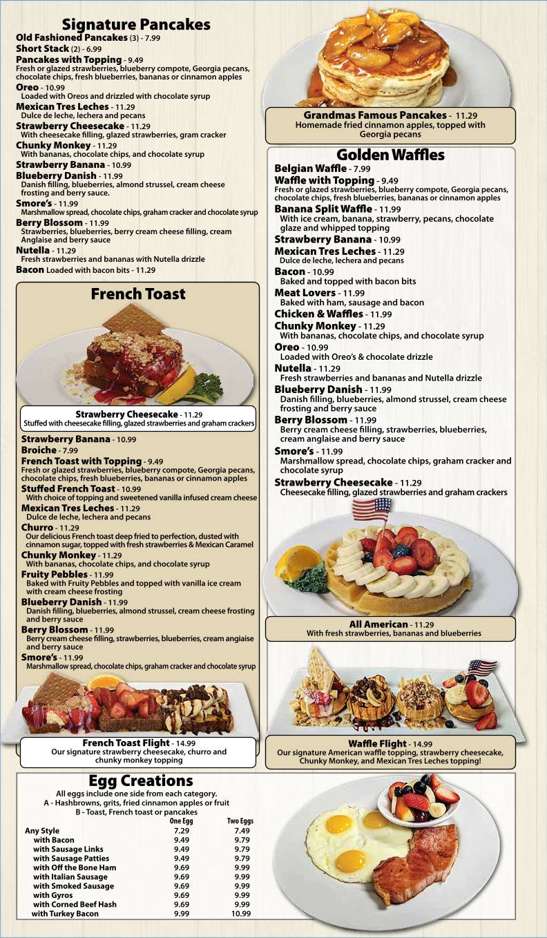 Menu at Defiance Pancake House restaurant, Defiance