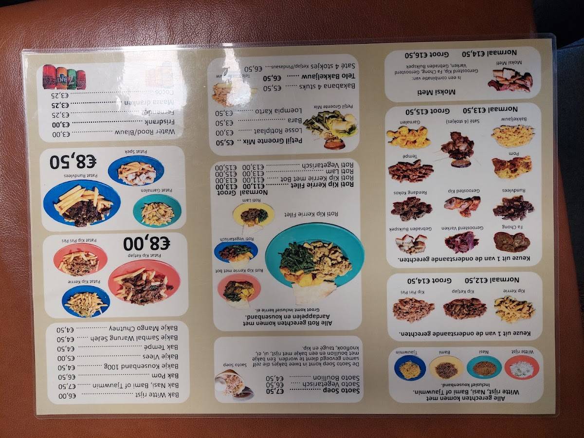 Menu at Warung Sejeh - Javaans en Surinaams eethuis, Delfzijl