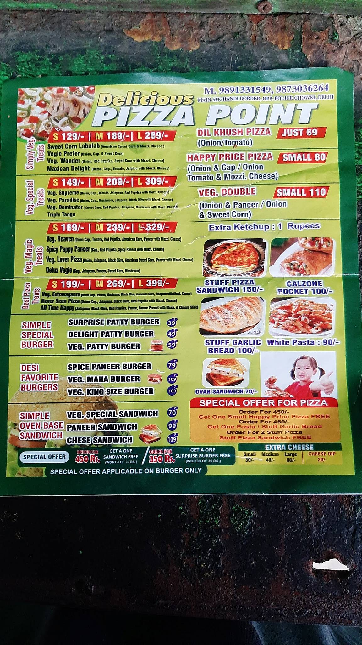 Menu at Delicious Pizza Point, Delhi, Auchandi Border Bawana Rd