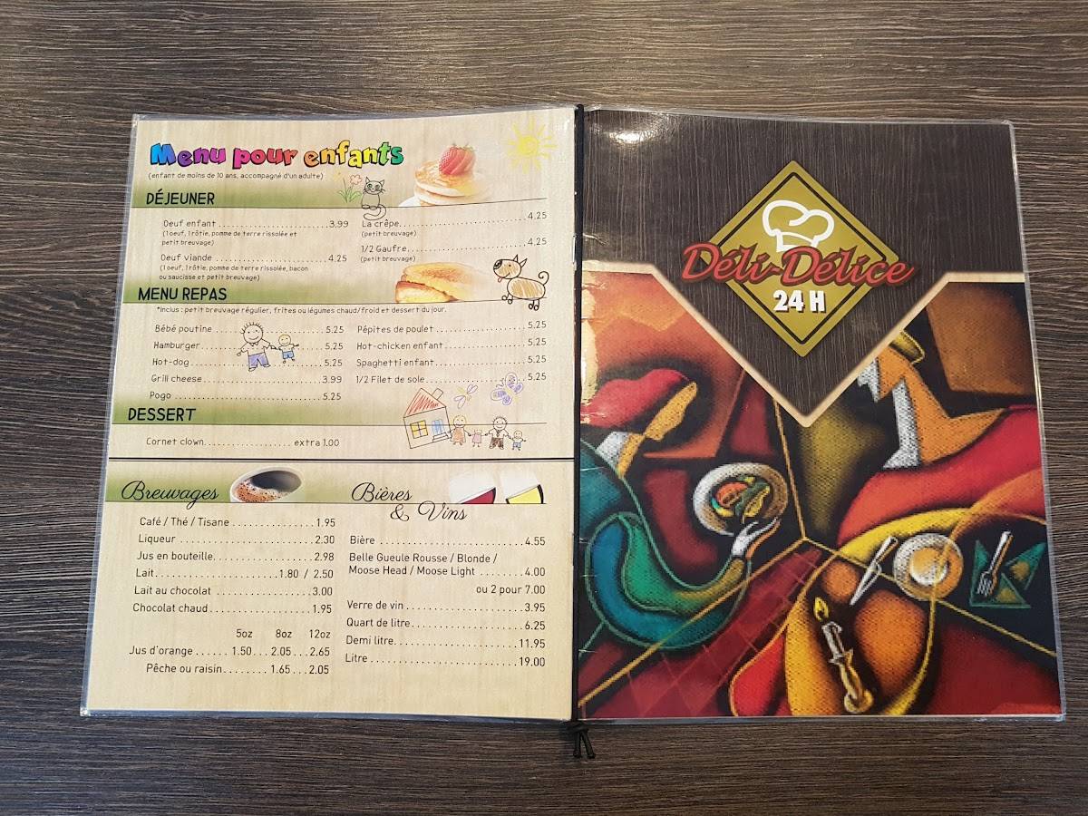Menu au Déli-Délice pizzeria, Drummondville