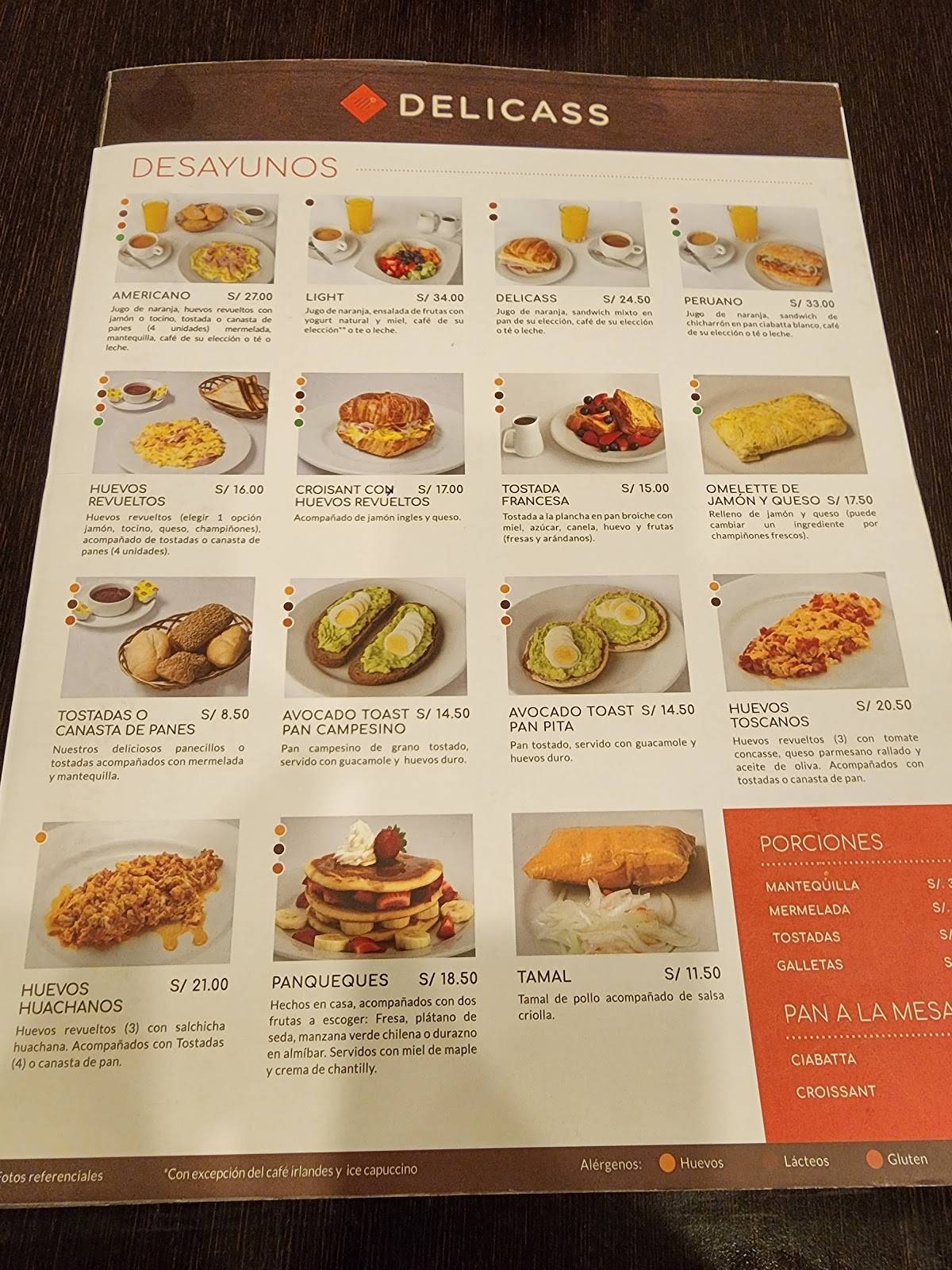 Carta del restaurante Delicass, San Miguel, Plaza san miguel 2do piso