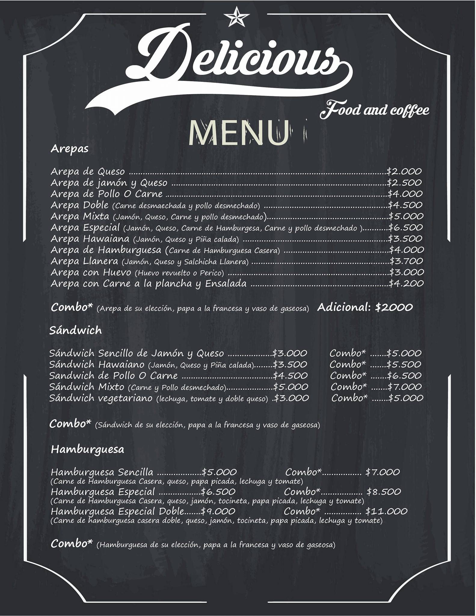 Carta del restaurante Delicious, Pasto