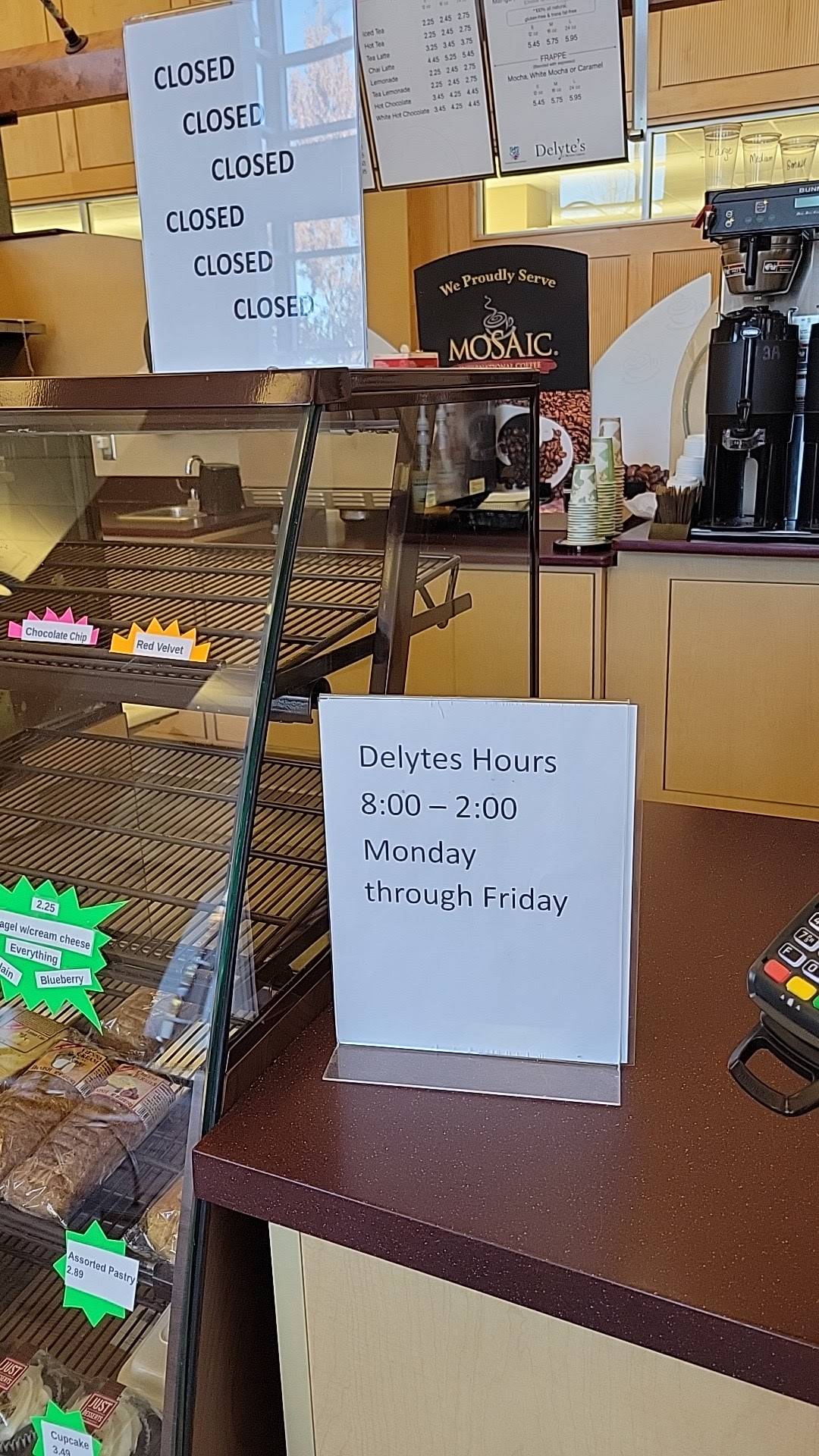 Menu at Delyte's (Morris Library Coffee Shop), Carbondale