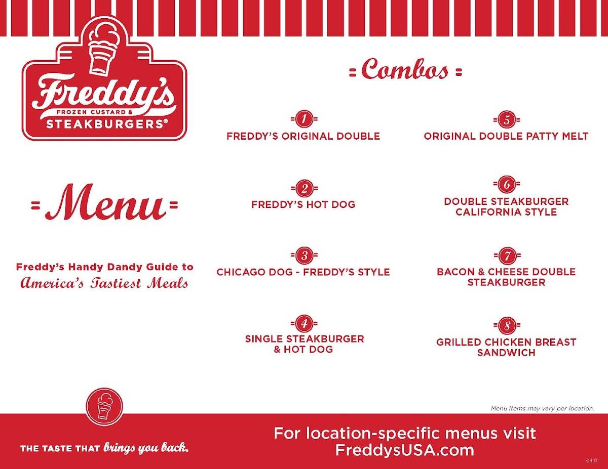 Menu at Freddy's Frozen Custard & Steakburgers desserts, Littleton, S ...