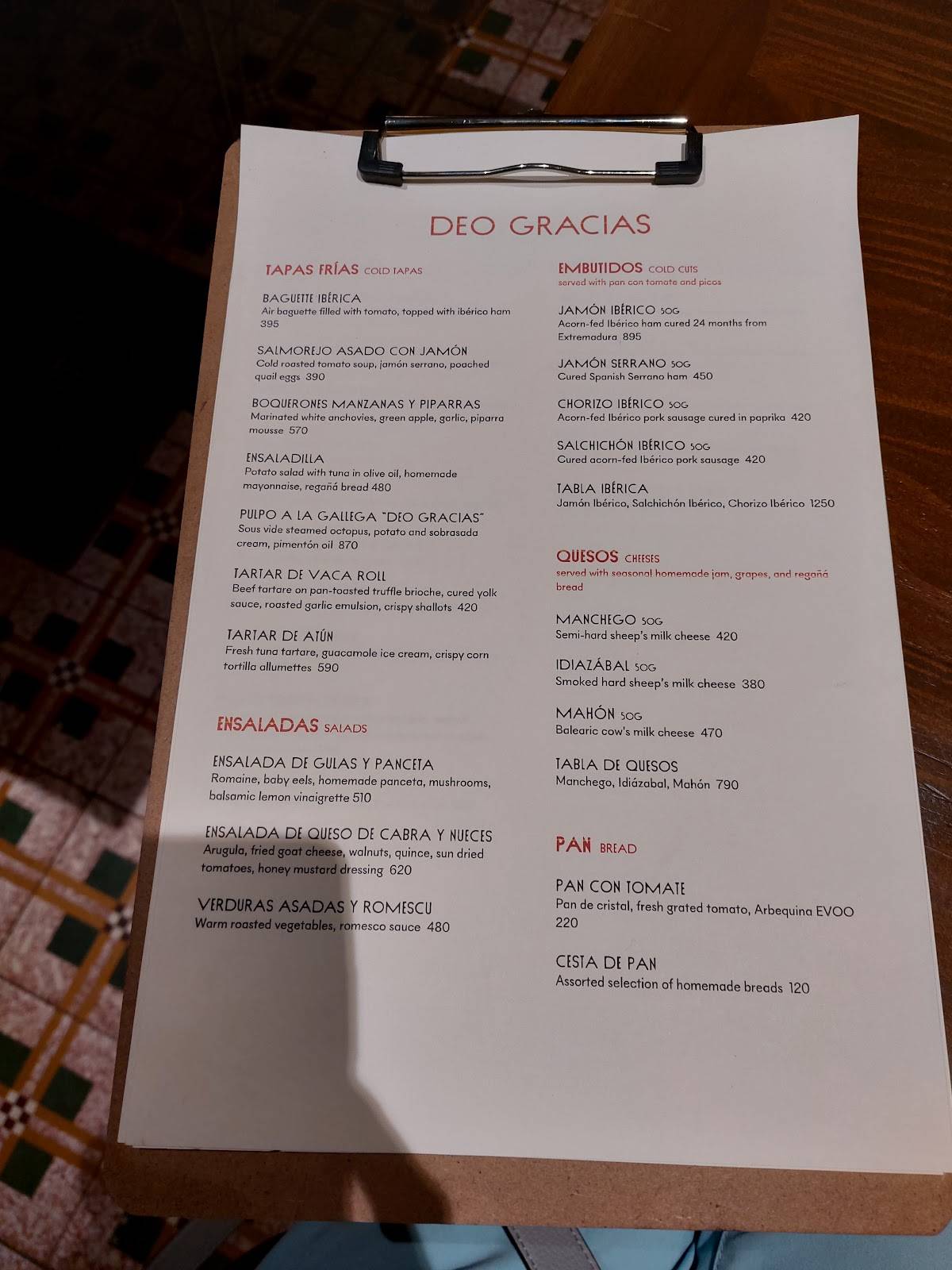 Menu at Deo Gracias restaurant, Quezon City