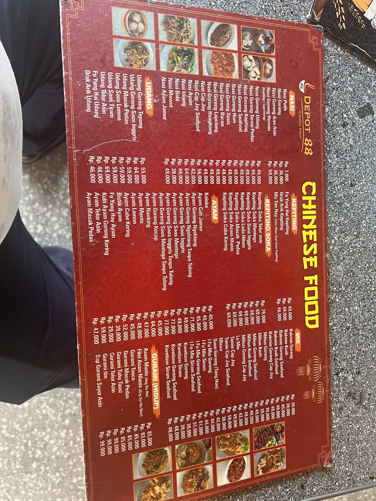 Menu at Depot 88 - Araya restaurant, Malang