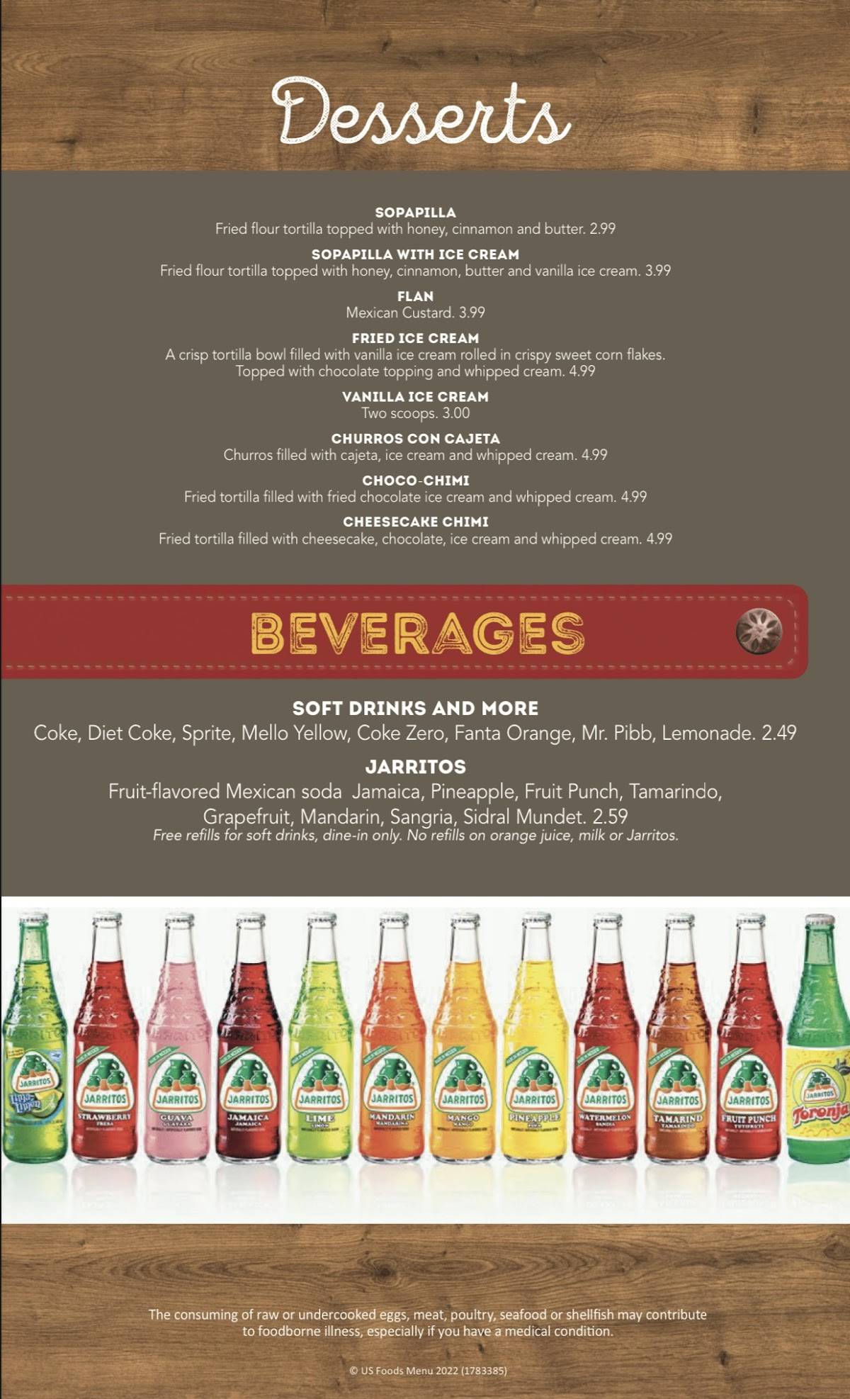 Menu at Minas Mexican Grill desserts, Chapmanville