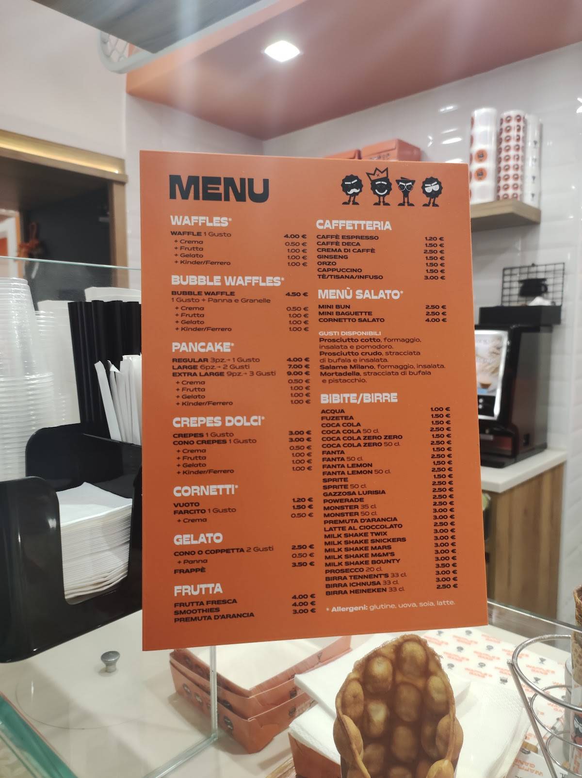 Menu au Waffle's Gang desserts, Aversa