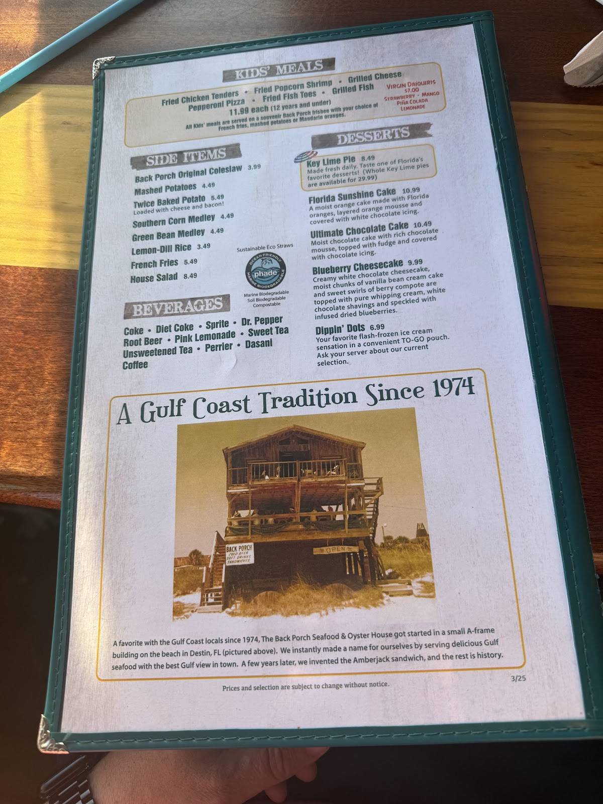 Menu at Crab Trap Destin restaurant, Destin
