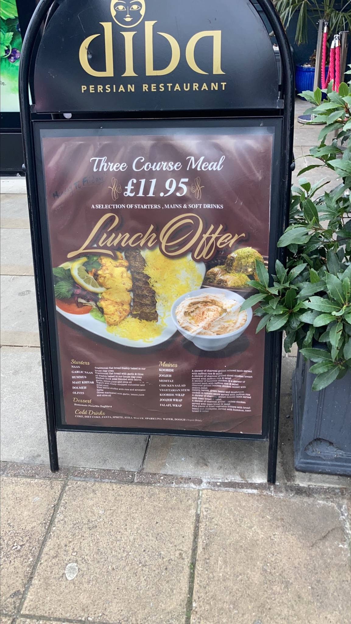 Menu at Diba Persian Restaurant (Wimbledon), London