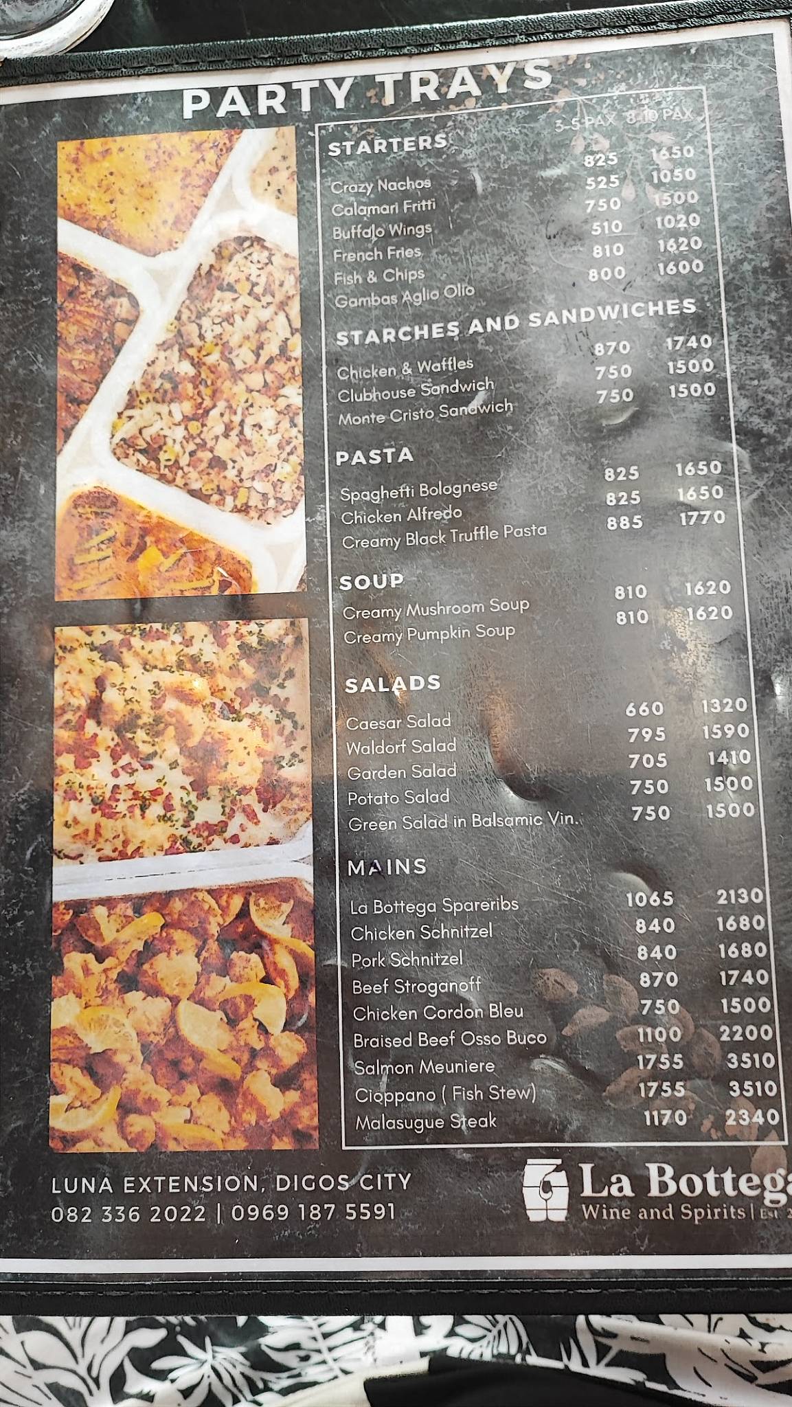 Menu at LA BOTTEGA WINE AND SPIRITS pub & bar, Digos City