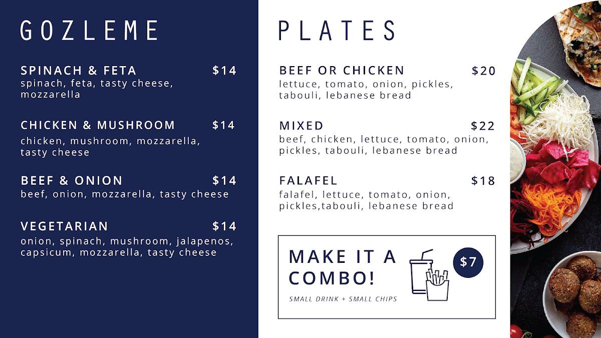Menu at Dilara Kebabs and Street Food, Woolooware