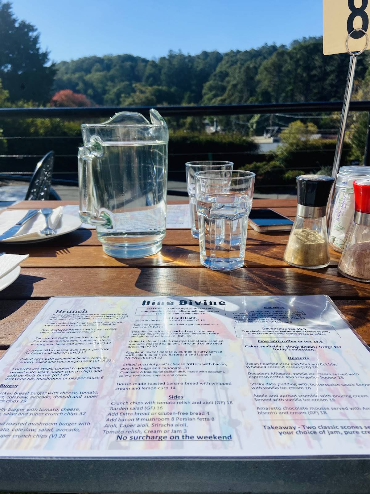 Menu at Dine Divine restaurant, Sassafras