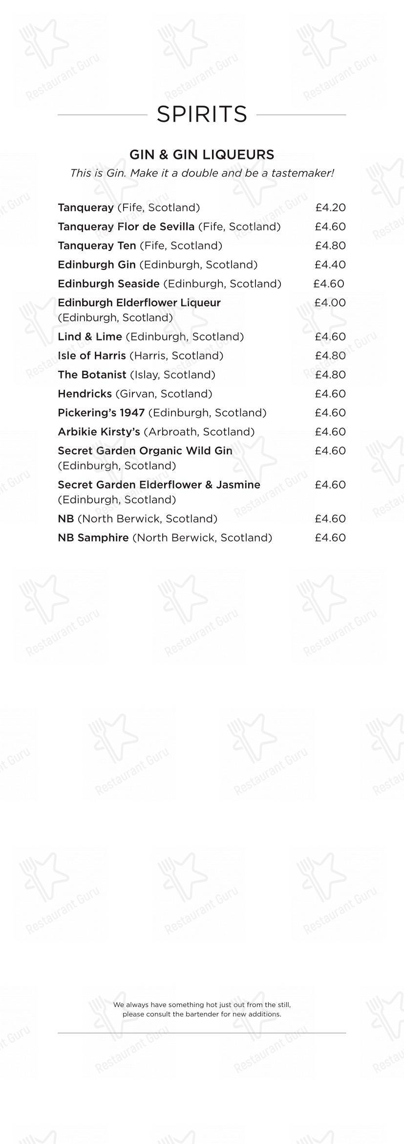 Menu at Dine Murrayfield restaurant, Edinburgh