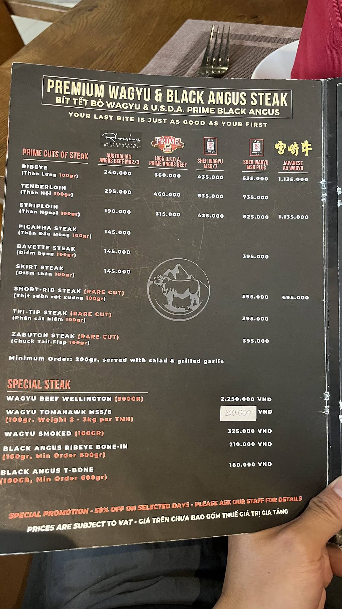 Menu at Đỉnh Phong - The Butcher Steakhouse, Ho Chi Minh City