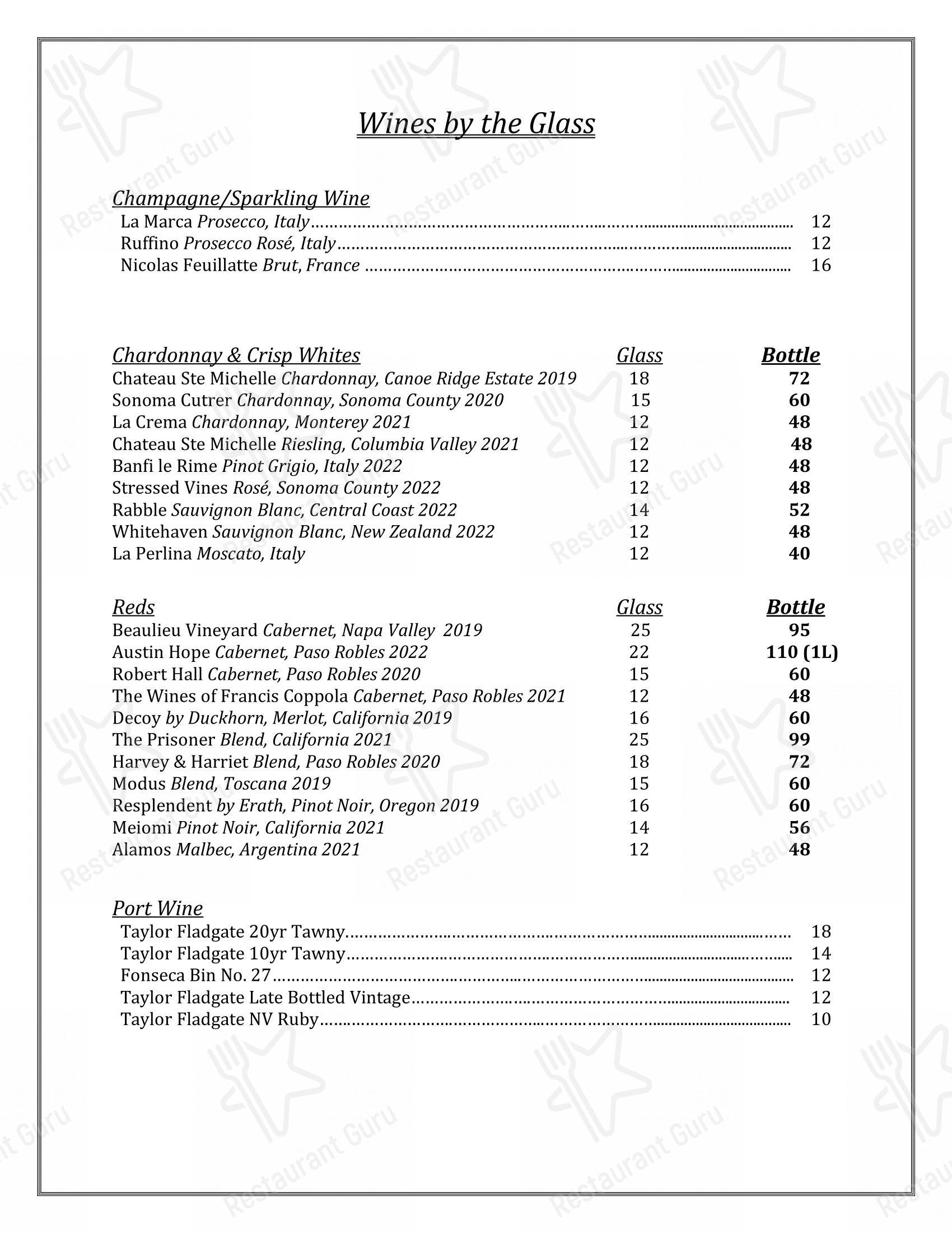 Menu at Dino’s Steak and Claw House steakhouse, Grapevine