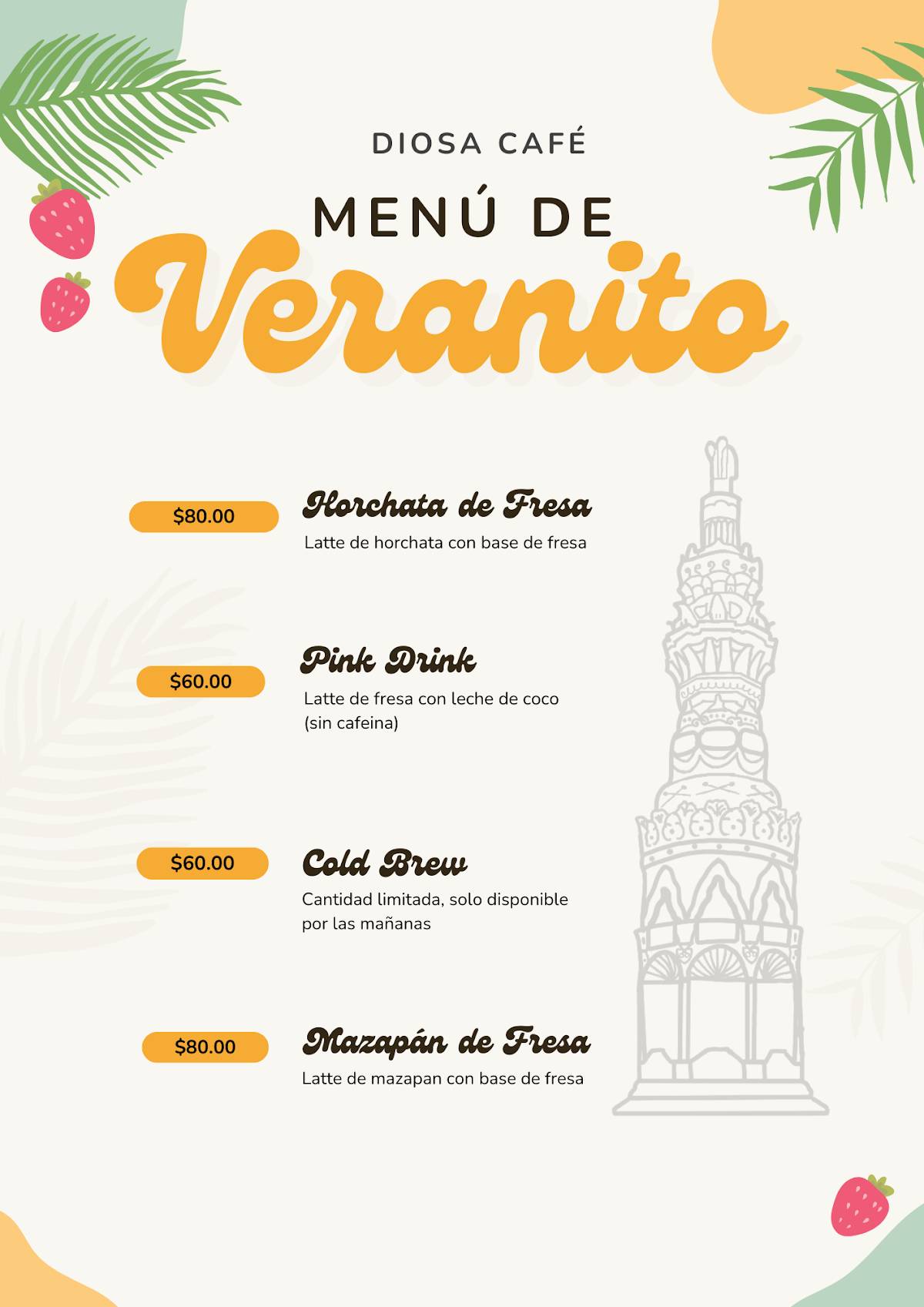 Menu at Diosa Café, Jamay