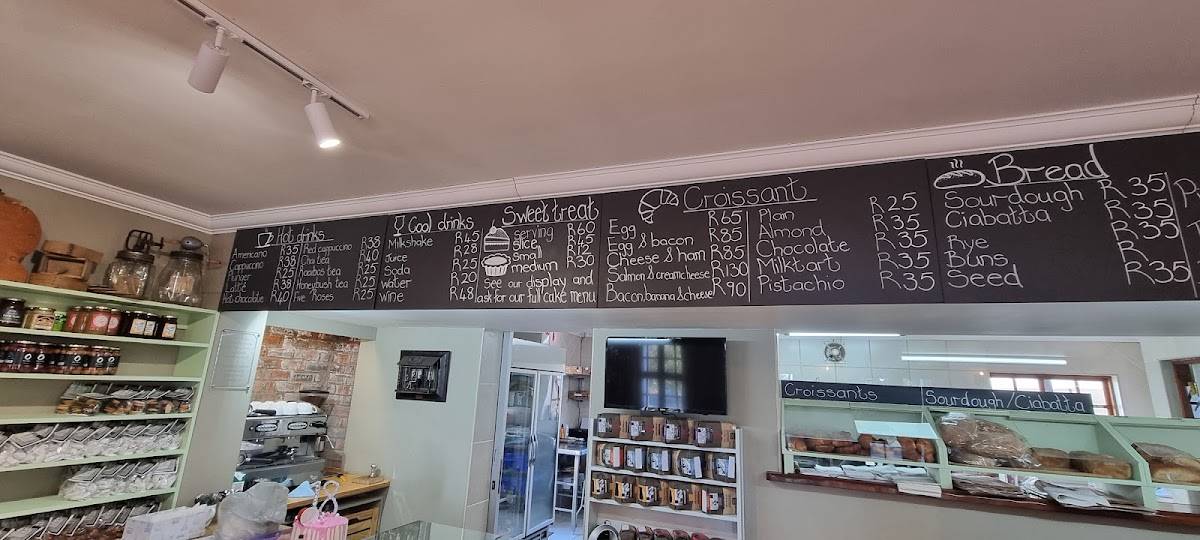 Menu at Dis Tyd Bakery, George