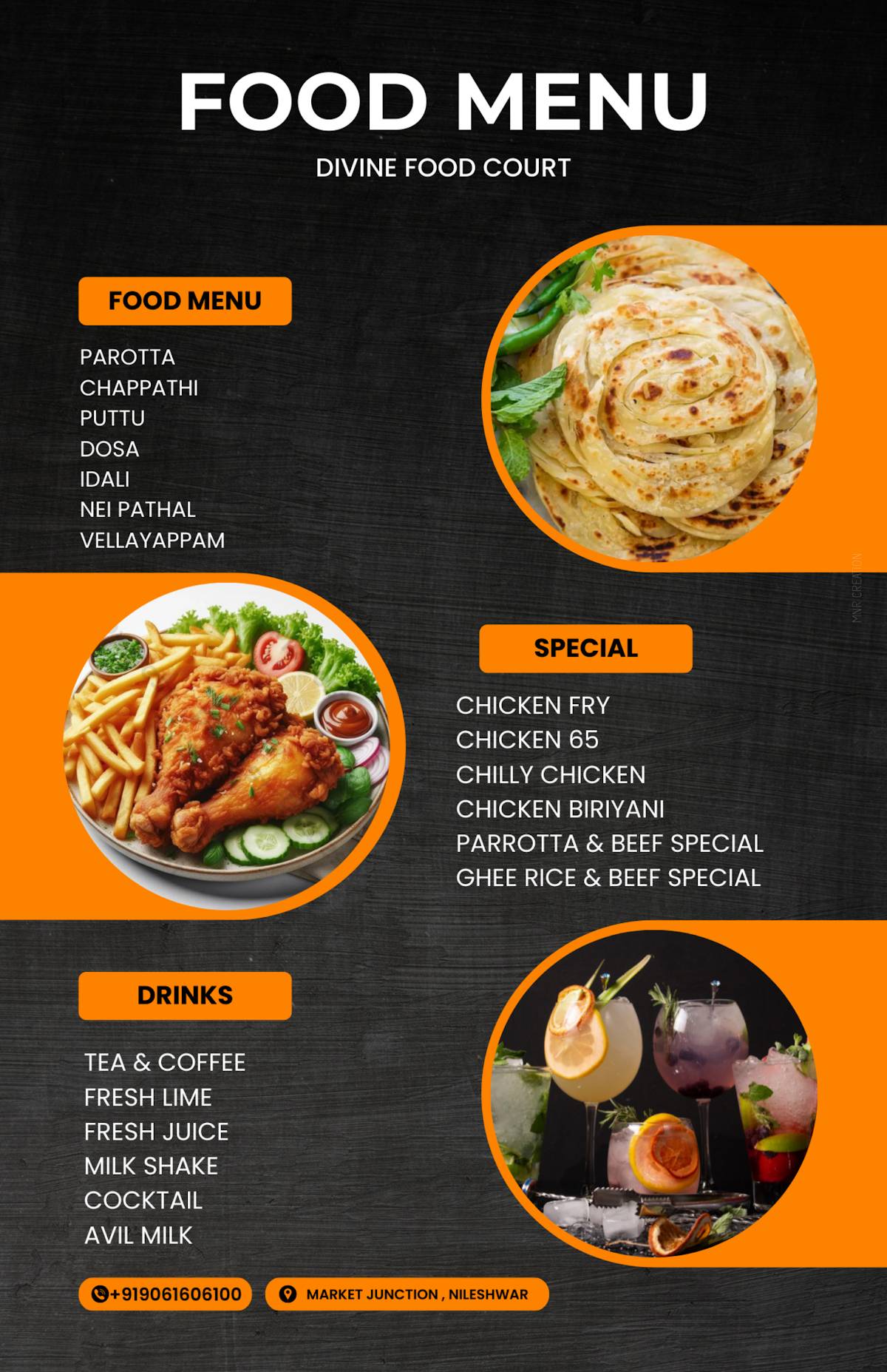 Menu at Divine Food Court, Nileshwar